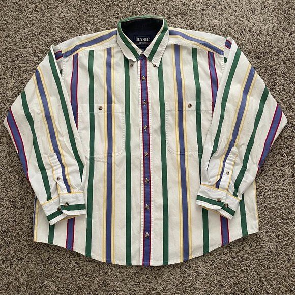 basic options | Shirts | Basic Options Striped Long Sleeve Button Down ...